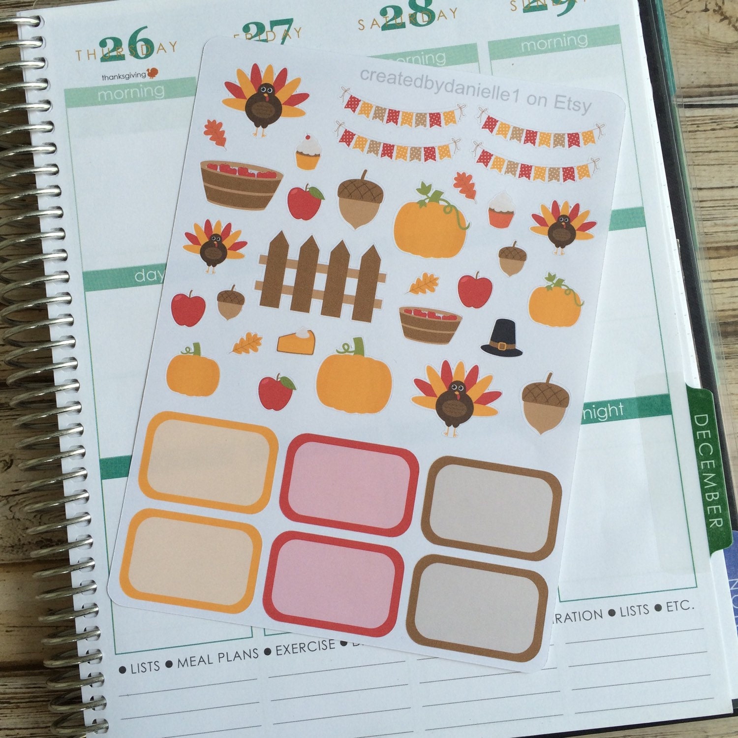 Thanksgiving Planner Stickers Holiday Planner Stickers | Etsy
