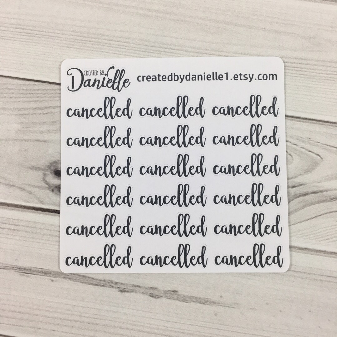 Cancelled Script Word Planner Stickers for Calendar - Etsy