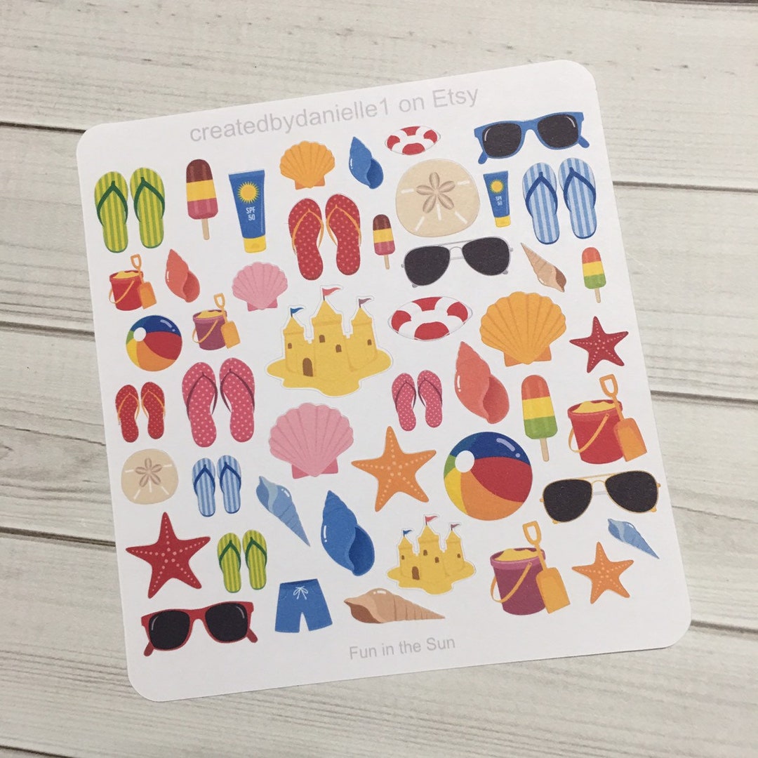 Fun in the Sun Planner Stickers, Summer Beach Vacation Planner Sticker ...