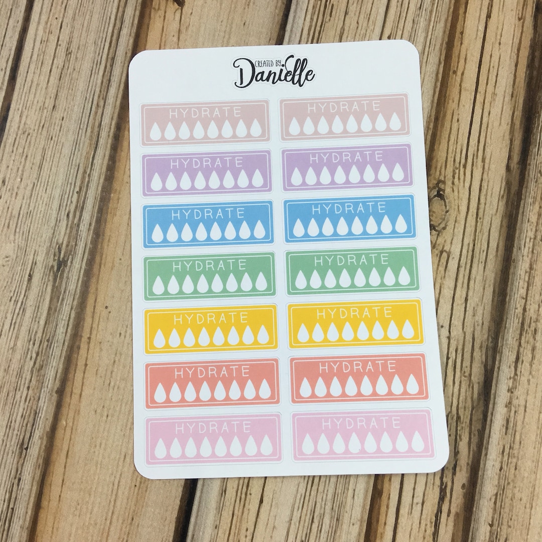 Hydrate Stickers, Water Tracker Stickers, Hydrate Planner Stickers ...