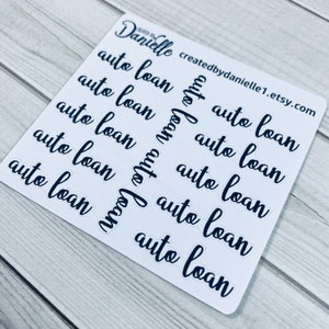 Auto Loan Script Word Planner Stickers for Calendar, Journal, Notebook ...