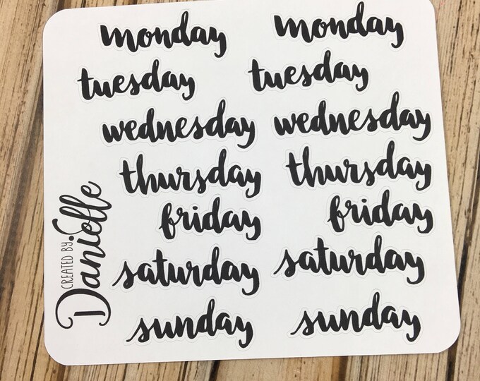 Black Day of the Week Stickers Bullet Journal Stickers - Etsy