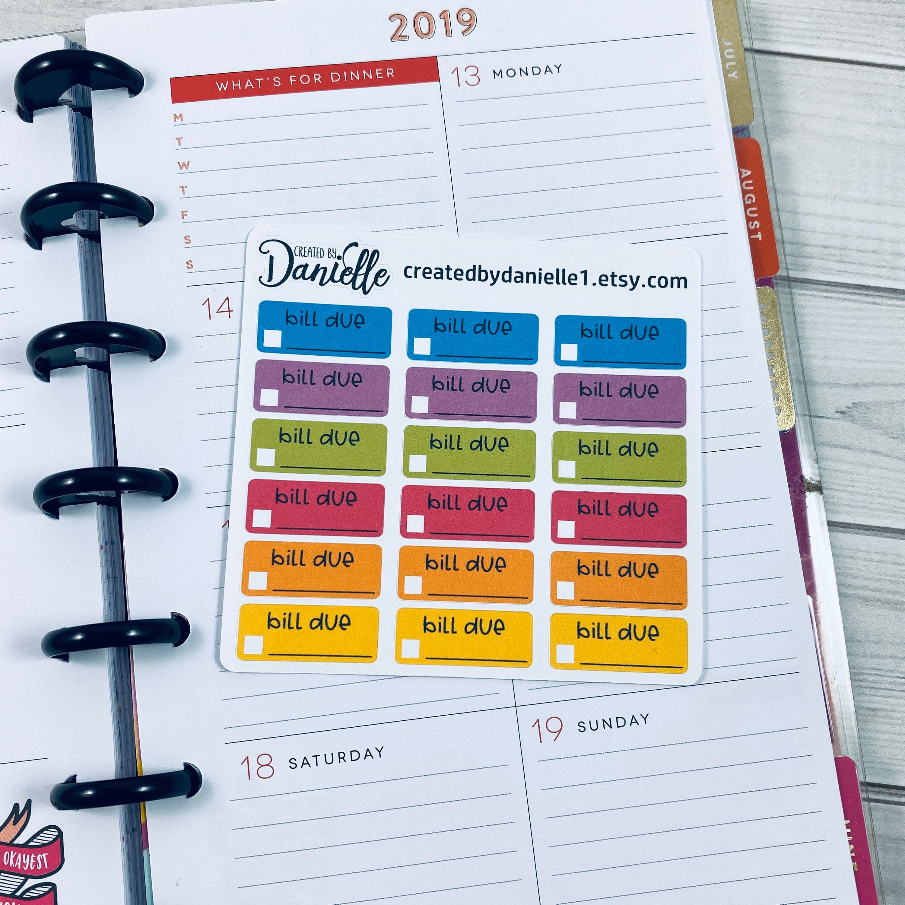 Mini Bill Due Stickers for Use With Mini Happy Planner | Etsy