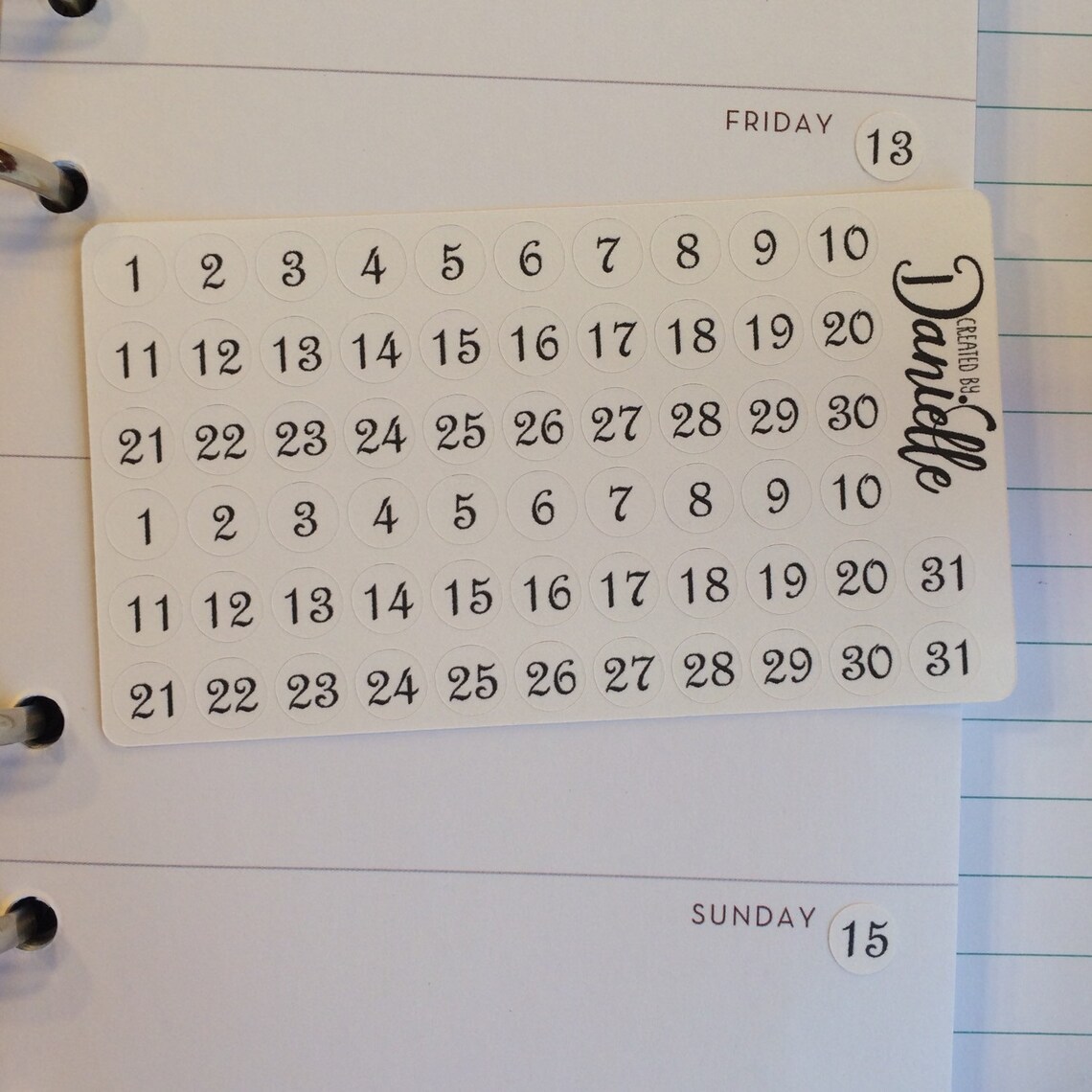 Number Stickers for Date in Undated Planner Calendar Journal | Etsy