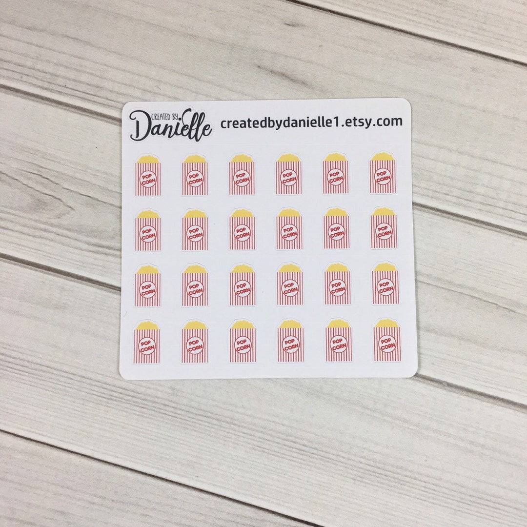Popcorn Stickers, Movie Night Planner Stickers, Movie Time Sticker ...