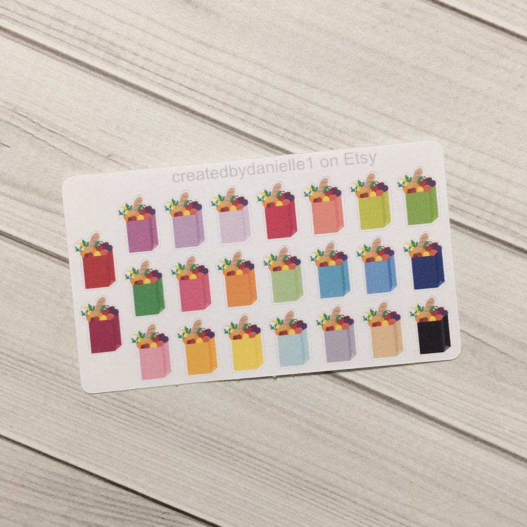 Mini Grocery Bag Planner Stickers, Groceries Planner Stickers, Grocery ...