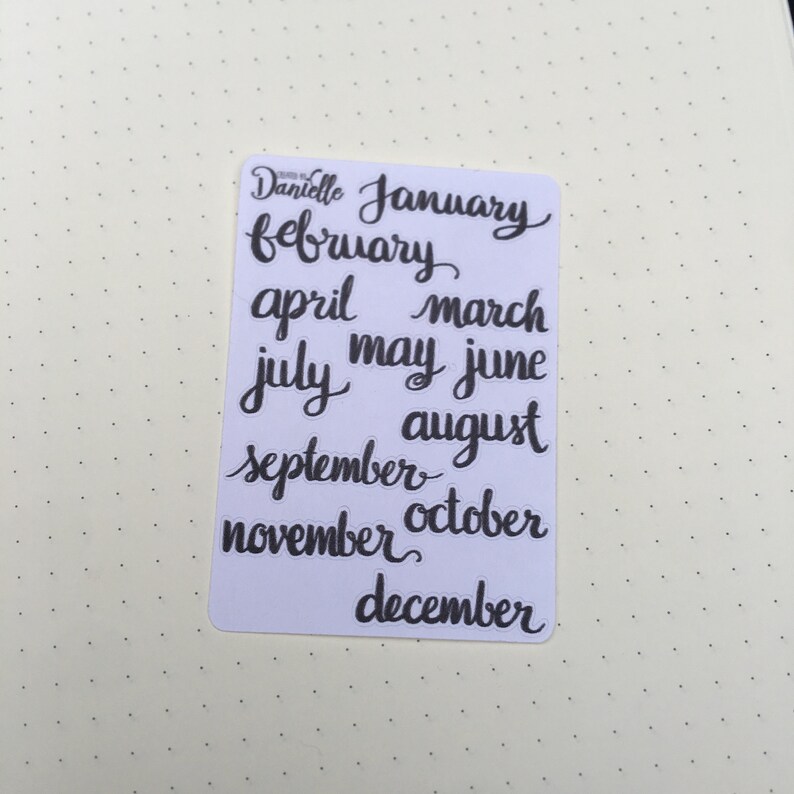 Black Months of the Year Stickers Cursive Lettering Monthly - Etsy
