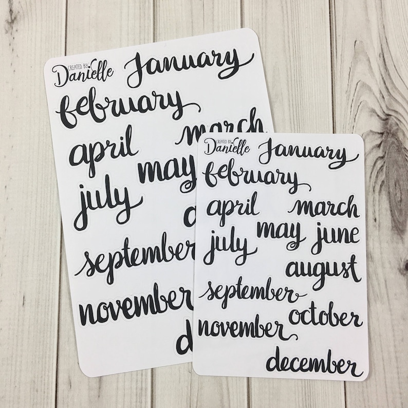 Black Months of the Year Sticker Cursive Lettering Monthly - Etsy Canada