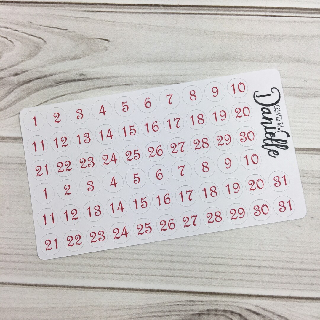 Number Stickers for Date in Undated Planner, Calendar, Journal or ...