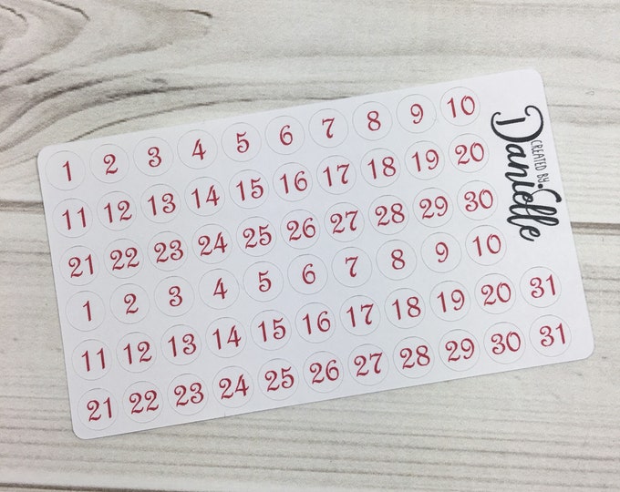 Number Stickers for Date in Undated Planner, Calendar, Journal or ...