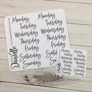 Black Days of the Week Daily Planner Stickers, Journal Stickers ...