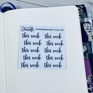 This Week Script Word Planner Stickers for Calendar, Journal, Notebook ...