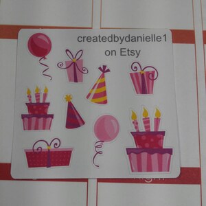 Pink Birthday Sticker Sampler Birthday Planner Stickers - Etsy