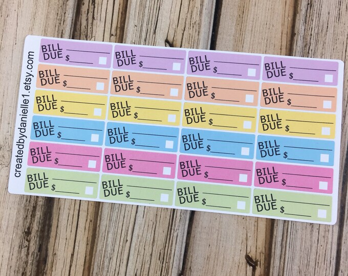 Bill Due Planner Stickers, Bill Pay Stickers, Budget Planner Stickers ...
