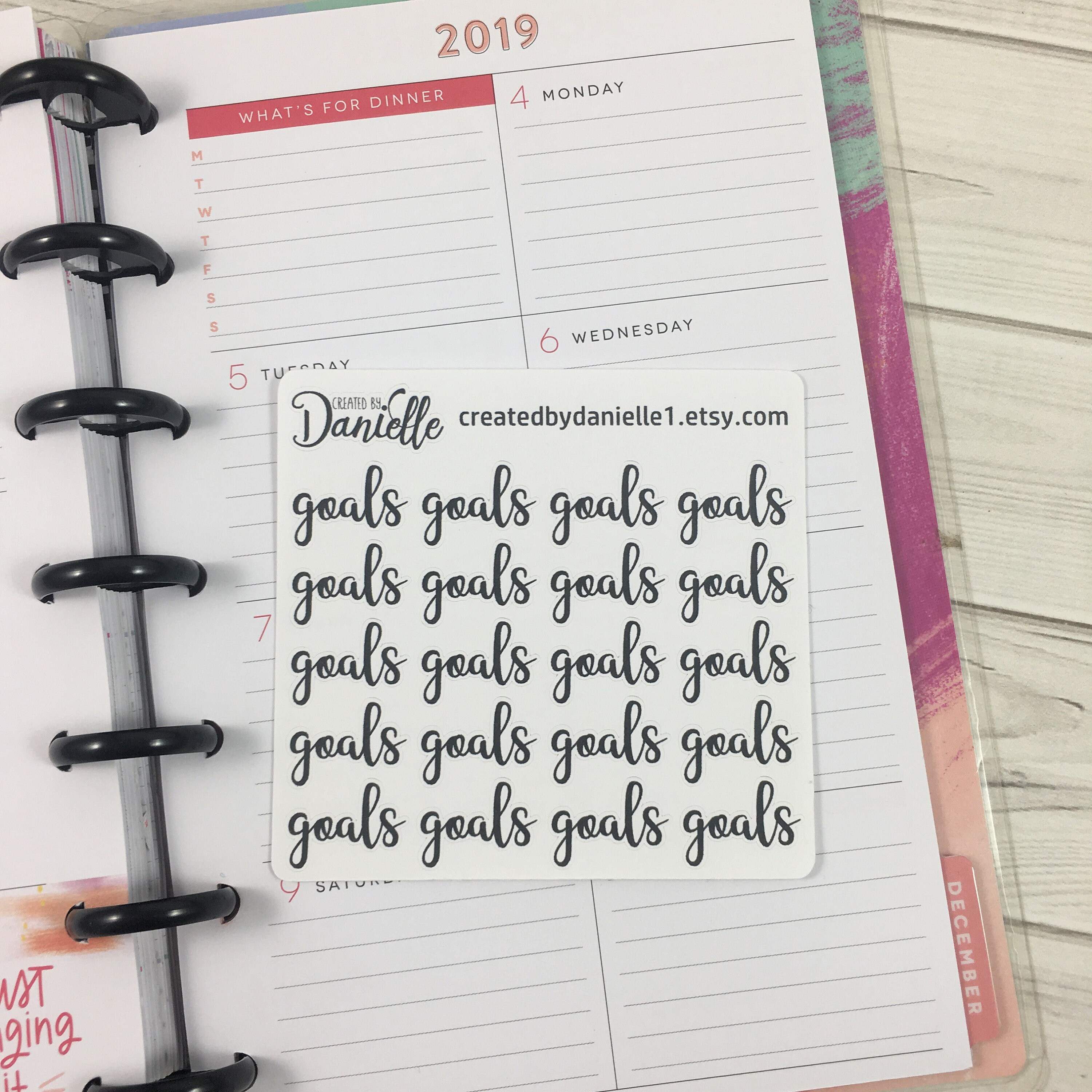 Goals Script Word Planner Stickers for Calendar Journal | Etsy