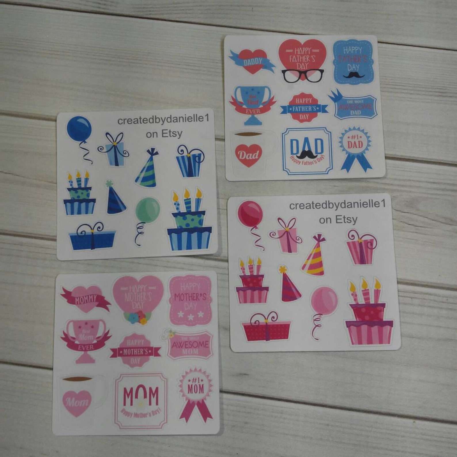 Blue Birthday Party Sticker Sampler Birthday Planner | Etsy