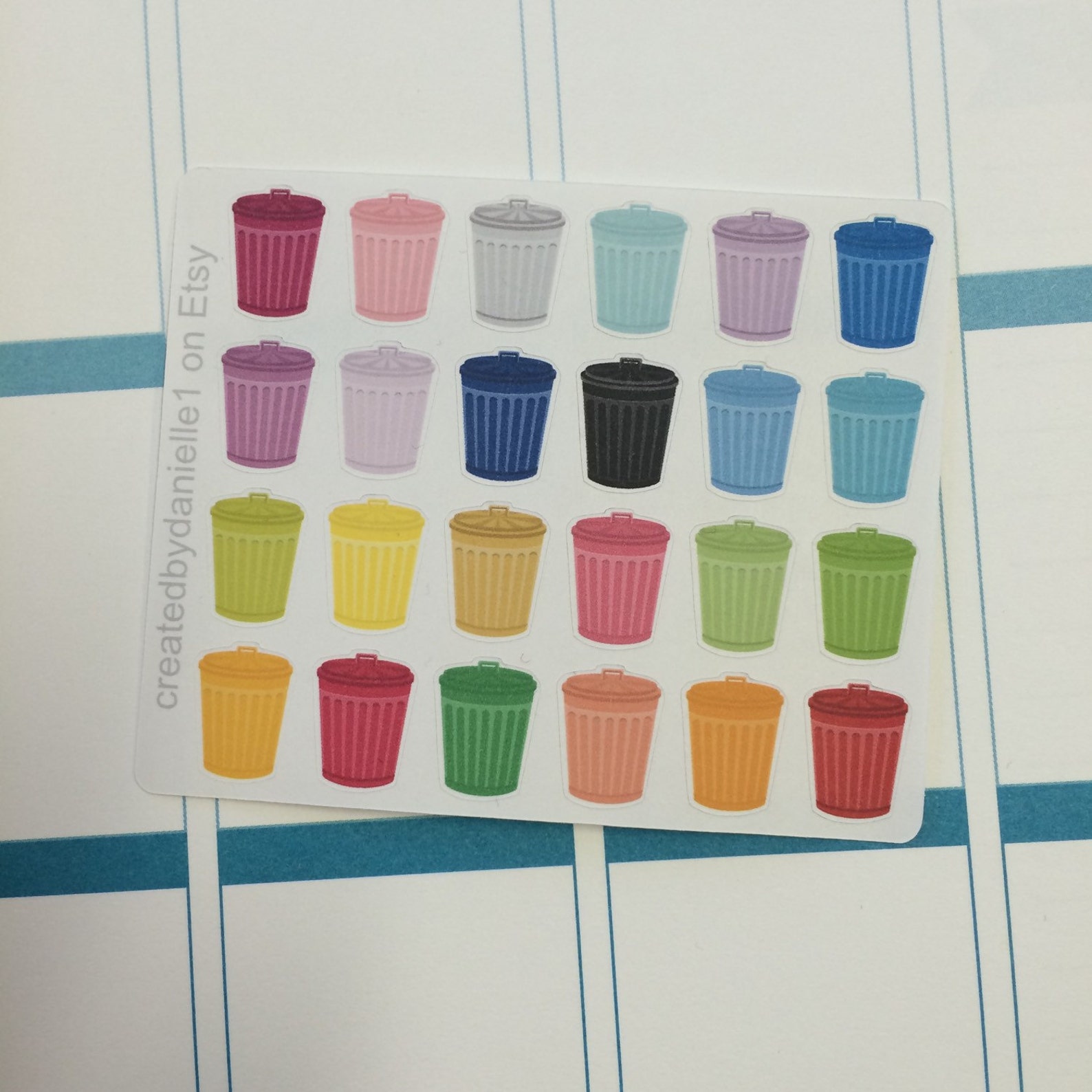 Colorful Garbage Planner Stickers Trash Can Sticker Two 2 | Etsy