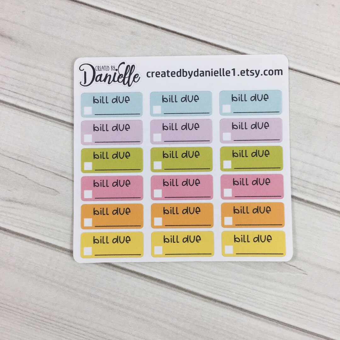 Mini Bill Due Stickers for Use With Mini Happy Planner Monthly, Budget ...