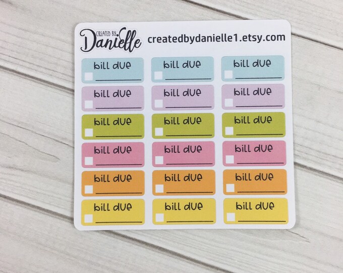 Mini Bill Due Stickers for Use With Mini Happy Planner Monthly, Budget ...