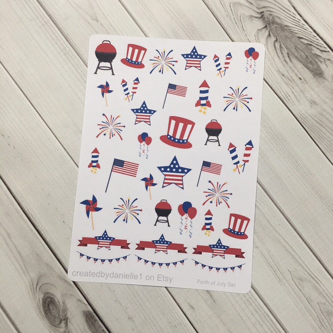 Fourth of July Planner Stickers, 4th of July Patriotic Holiday Stickers ...