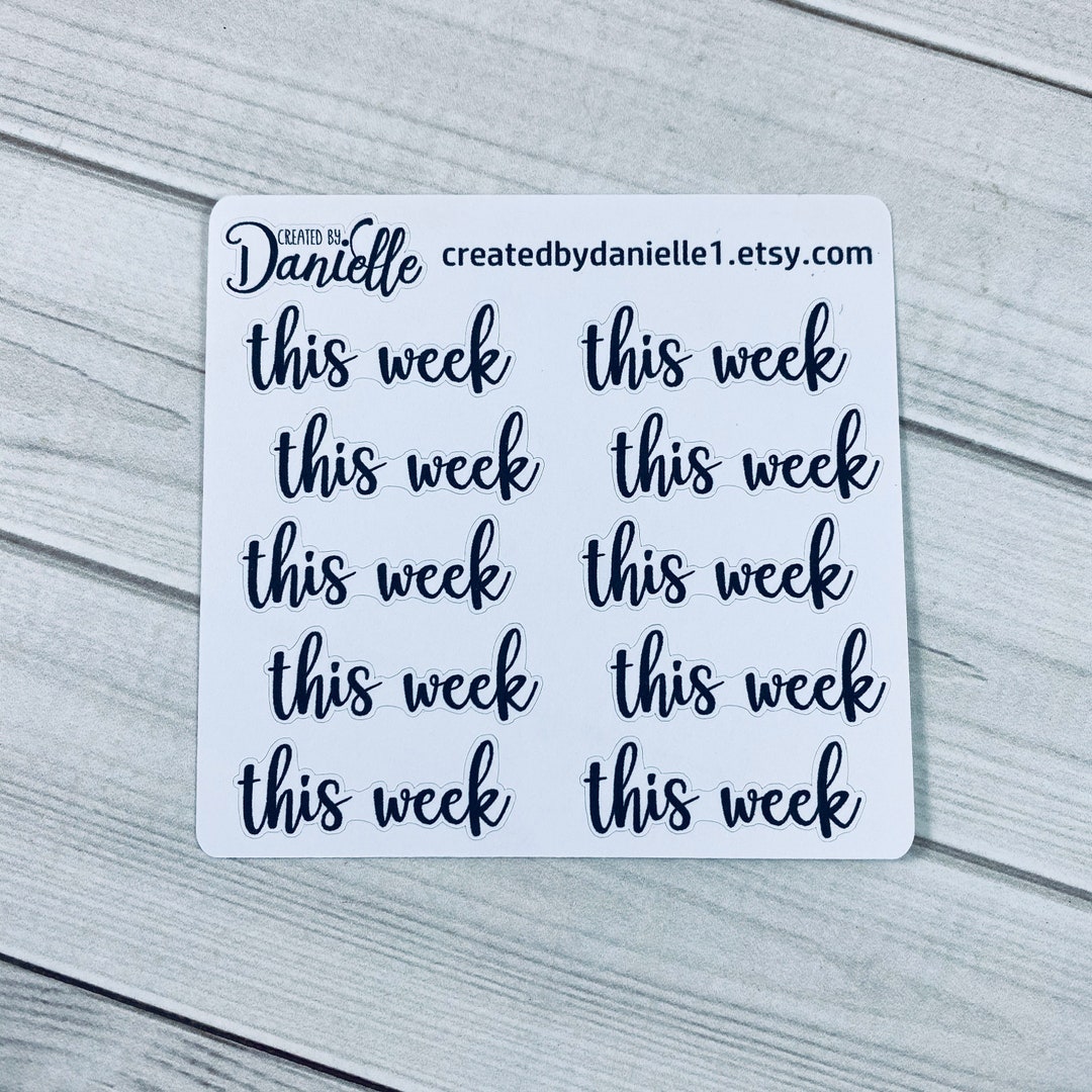 This Week Script Word Planner Stickers for Calendar, Journal, Notebook ...