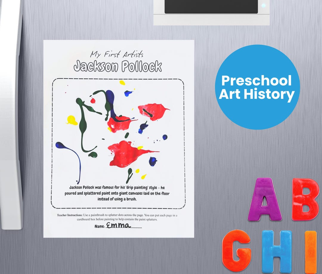 Jackson Pollock Preschool Art Printable | Drip Painting Activity | Pre ...