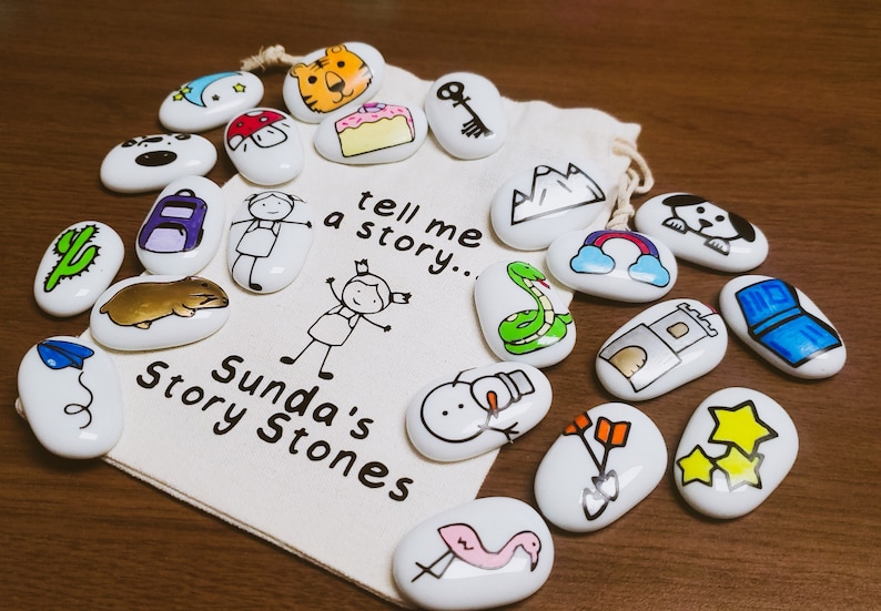 Personalized Story Stones: Kids Learning Gift With Custom Bag - Etsy