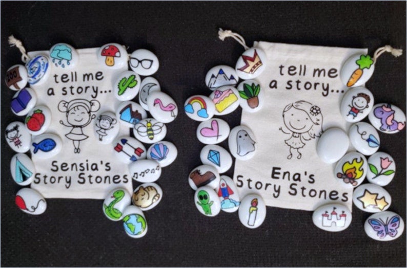 Personalized Story Stones: Kids Learning Gift With Custom Bag - Etsy