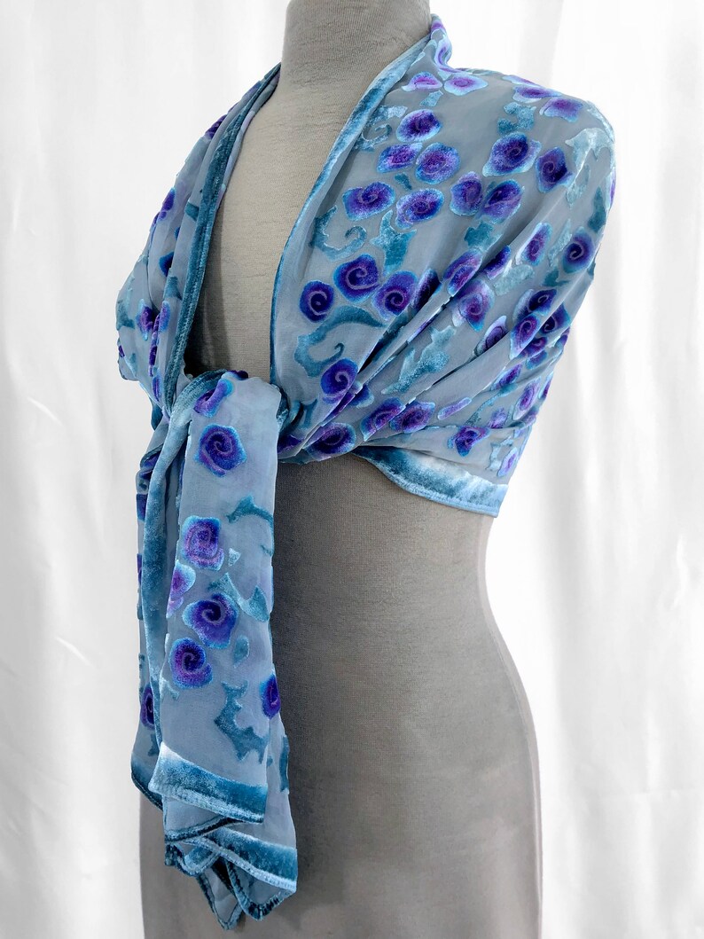 Hand Painted Silk Velvet Devoré Scarf of Floral or Roses - Etsy
