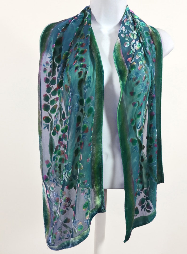 Hand Painted Silk Velvet Scarf Burn Out Velvet Hand Dyed - Etsy