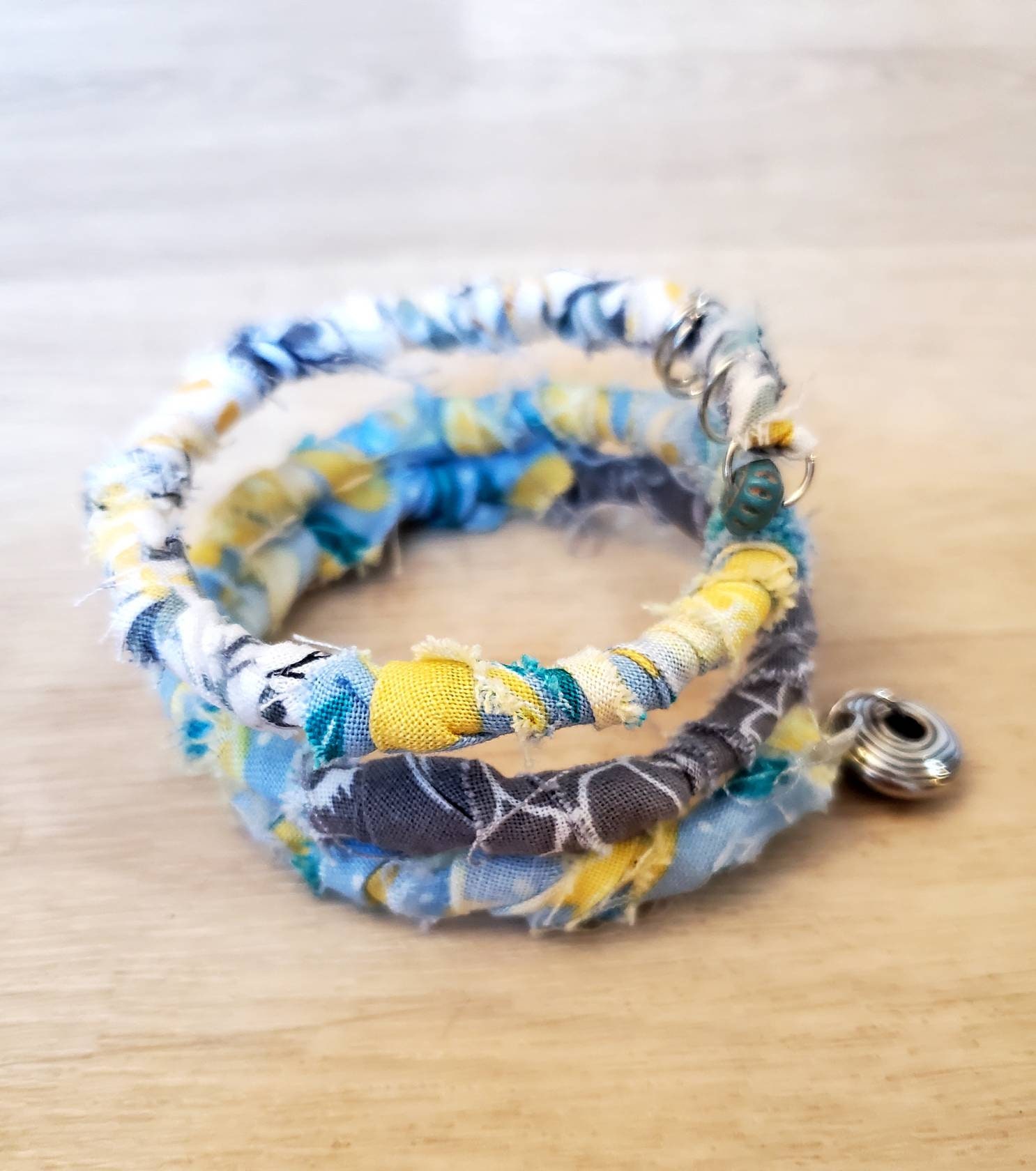 Fabric Wrapped Boho Bracelet - Etsy