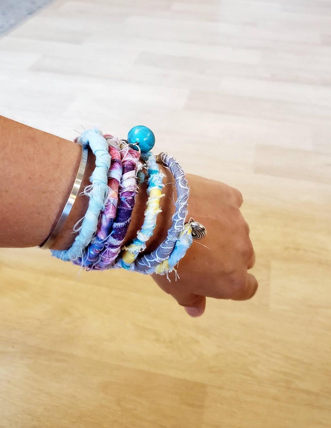 Fabric Wrapped Boho Bracelet - Etsy