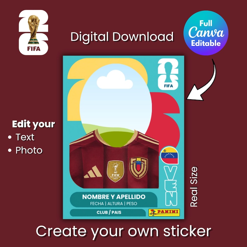 Custom Soccer Sticker Template | 2026 World Cup Style, Canva Editable ...