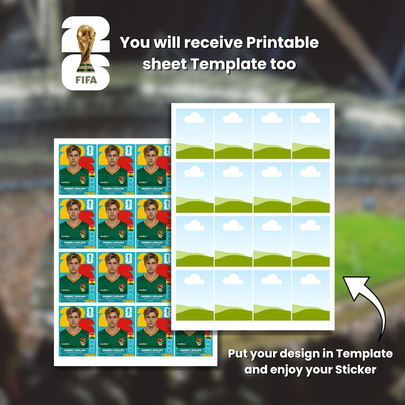 2026 World Cup Soccer Card Template | Personalized Album Sticker ...