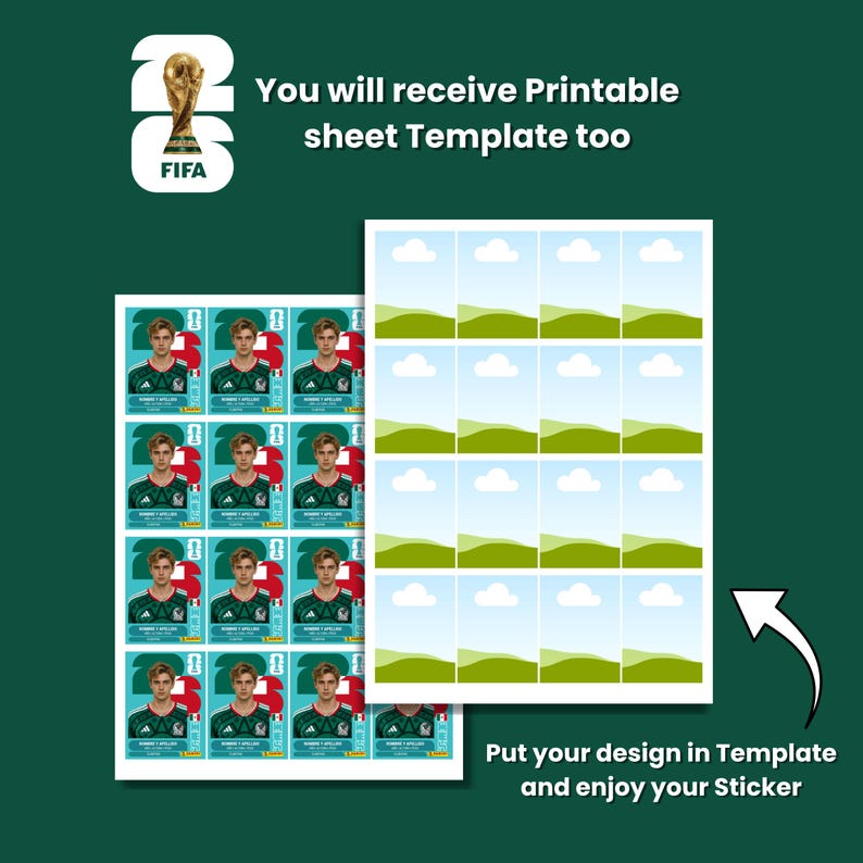 World Cup Sticker Templates Bundle | 10 Teams, Canva Editable (digital ...