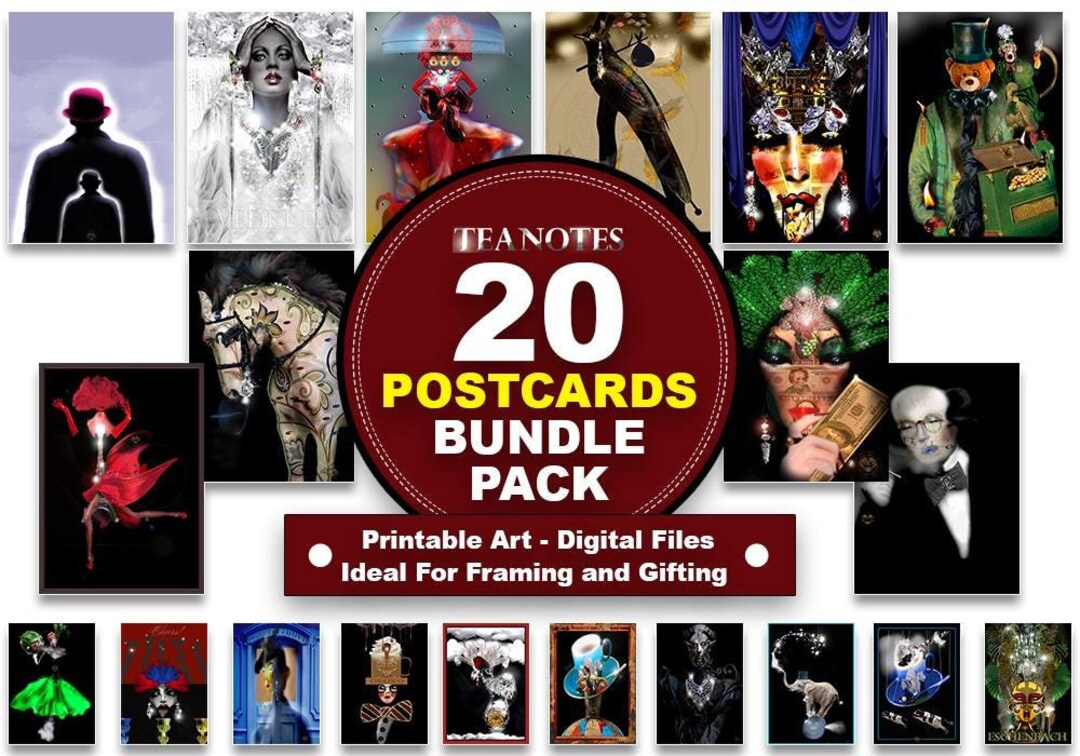 20 Postcards Bundle Printable Art, Size 5x7, Ideal for Framing and ...