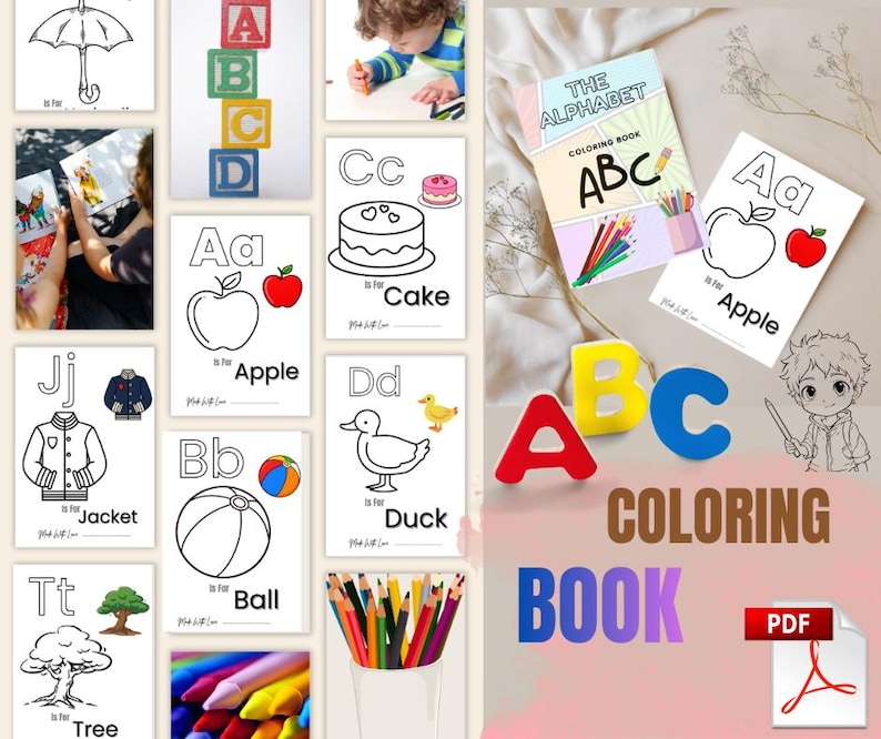 ABC Alphabet Coloring Book for Kids | Printable Activity Pages (digital ...