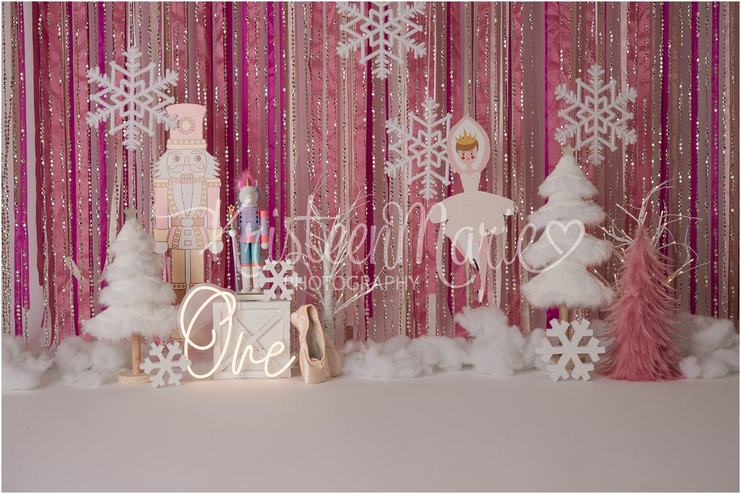 Pink Nutcracker Ballet Backdrop - Winter Onederland Cake Smash Backdrop ...