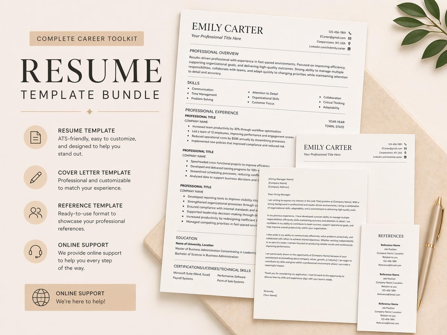 ATS Resume Template for Word, Pages & Google Docs | Easy to Edit ...