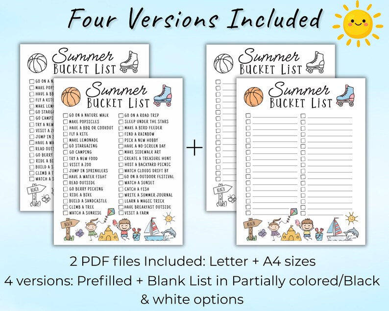 Summer Bucket List Printable 2026, Summer Fun Family Checklist ...