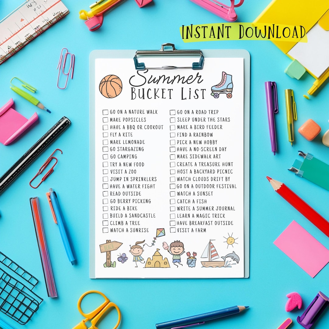 Summer Bucket List Printable 2026, Summer Fun Family Checklist ...