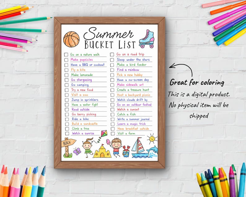 Summer Bucket List Printable 2026, Summer Fun Family Checklist ...