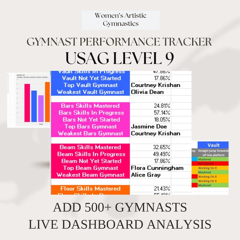 USAG Level 9 Gymnastics Coaching Dashboard Training System & Progress ...