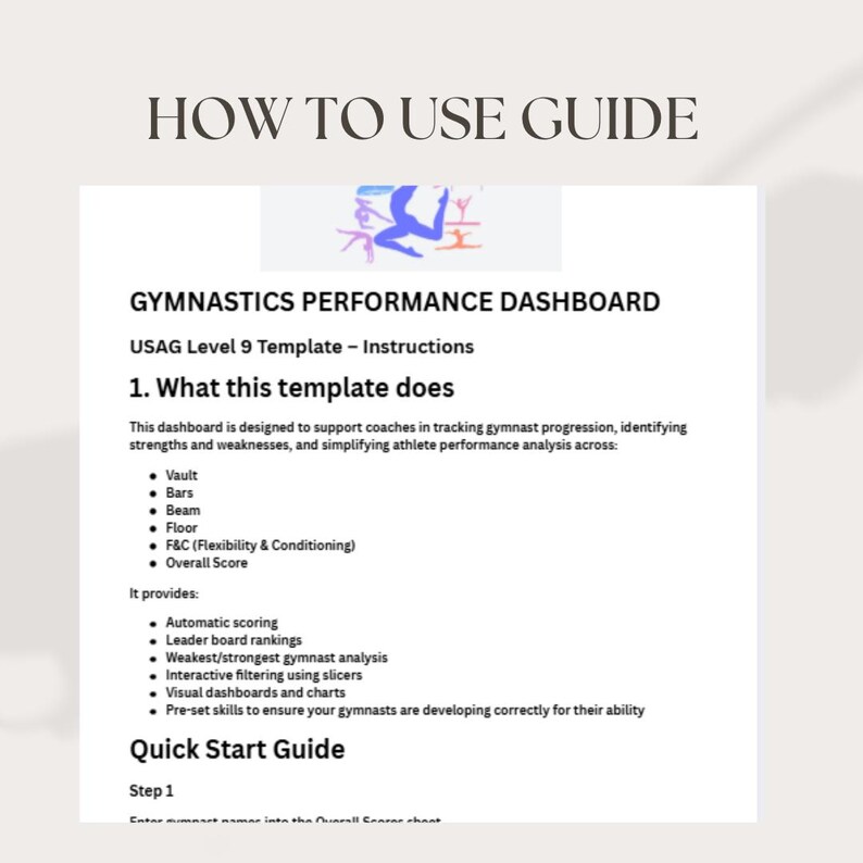 USAG Level 9 Gymnastics Coaching Dashboard Training System & Progress ...