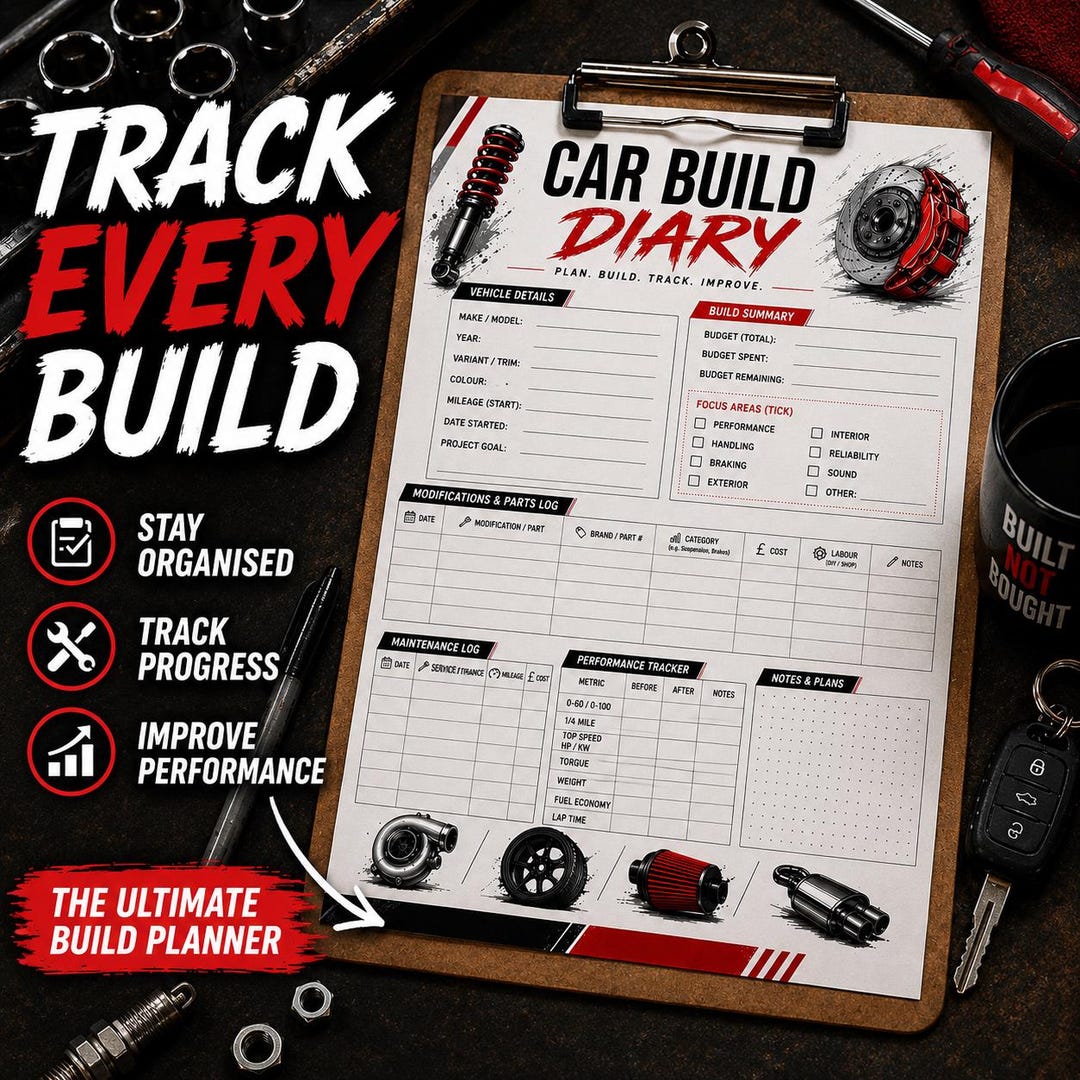Car Modification Tracker Printable | Car Build Diary | Project Car ...