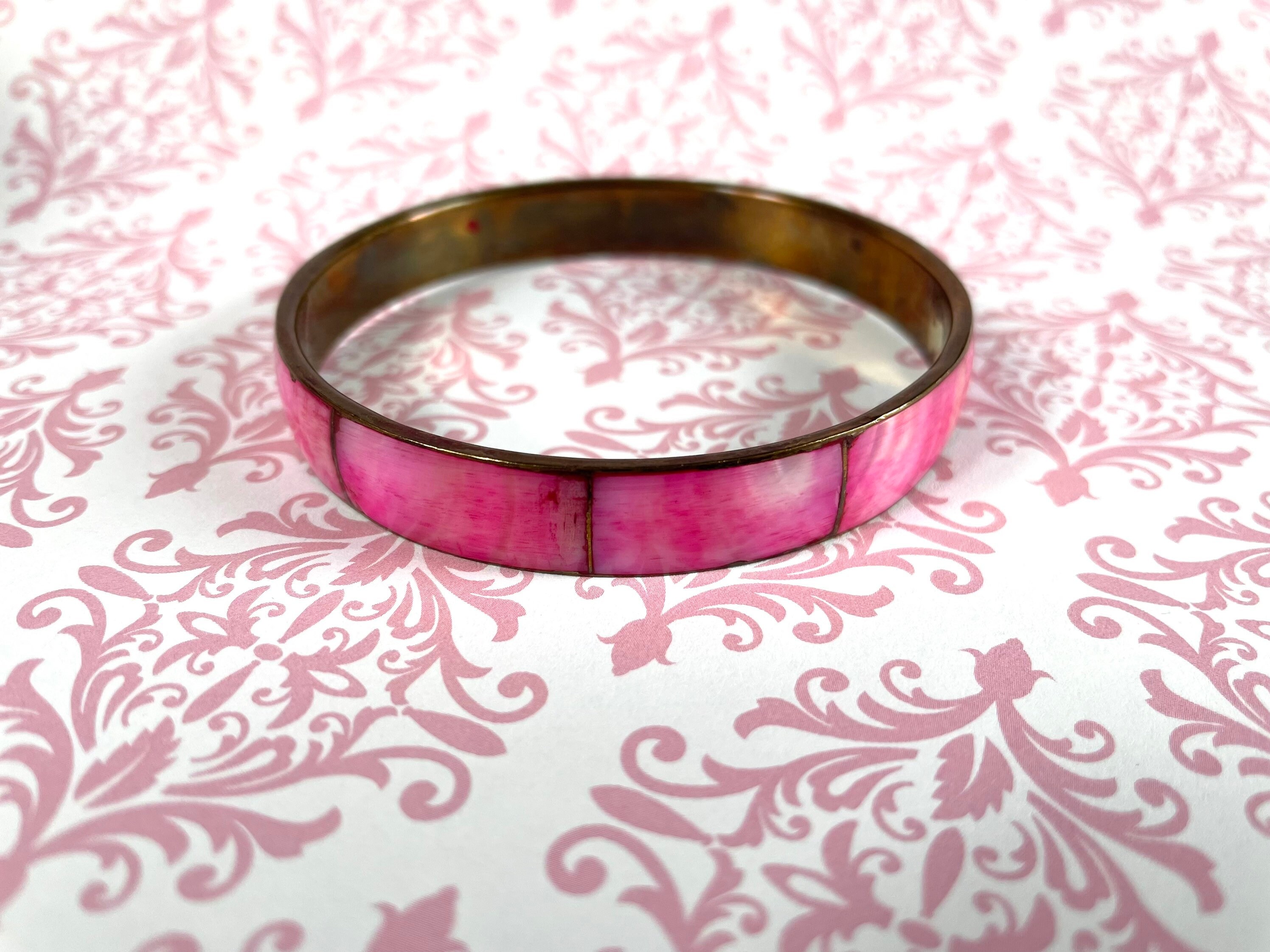 Hot Pink Bangle 1980s Shell Vintage Bracelet - Etsy