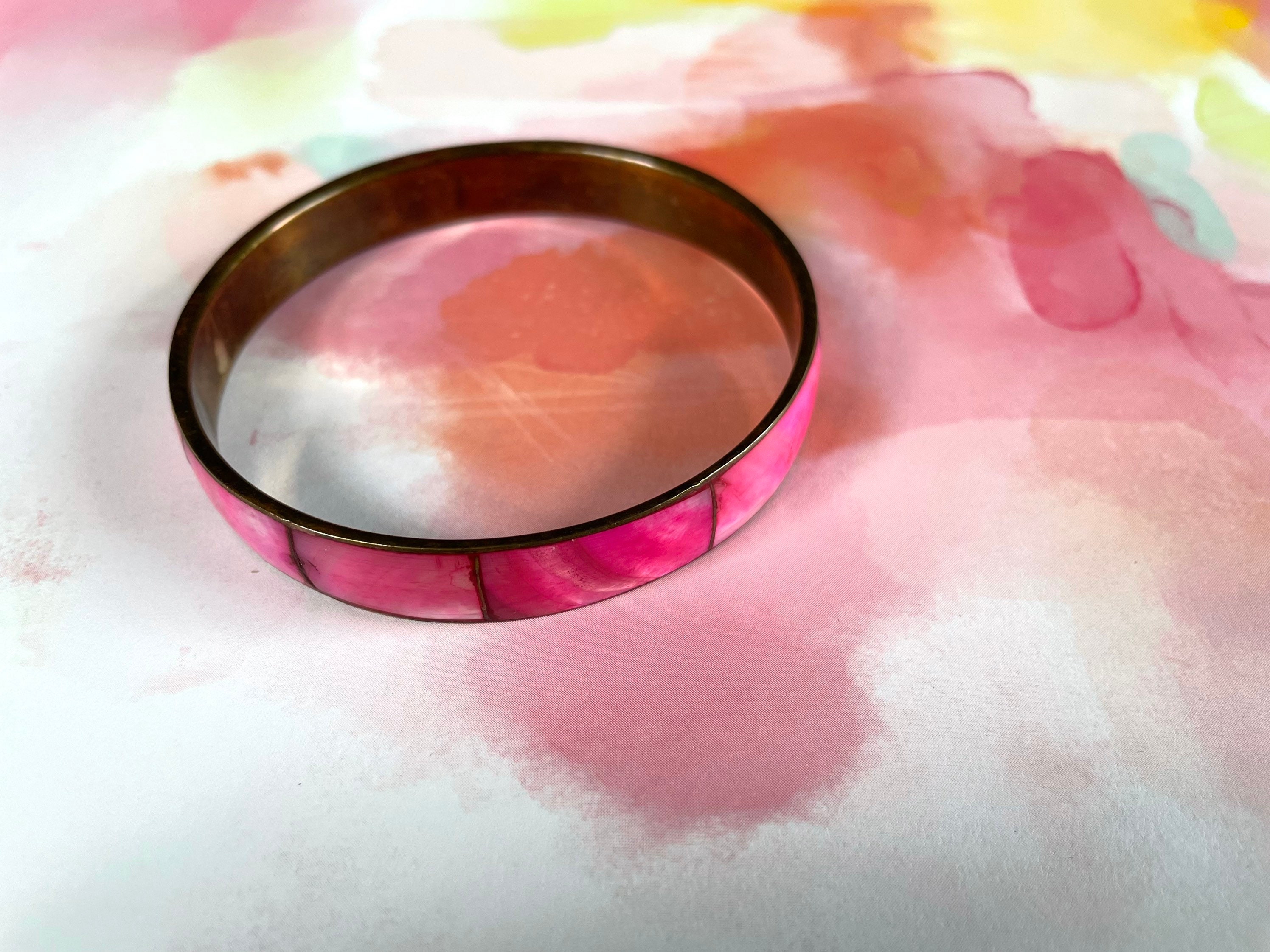 Hot Pink Bangle 1980s Shell Vintage Bracelet - Etsy