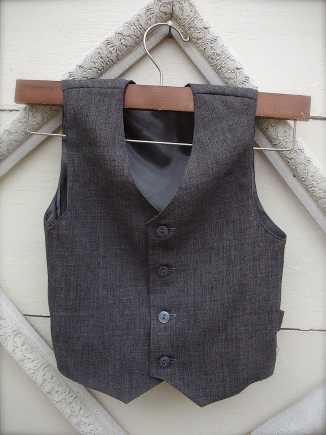 Boys Vest Boys Vintage Charcoal Grey Vest, Little Boy Vest, Ring Bearer ...