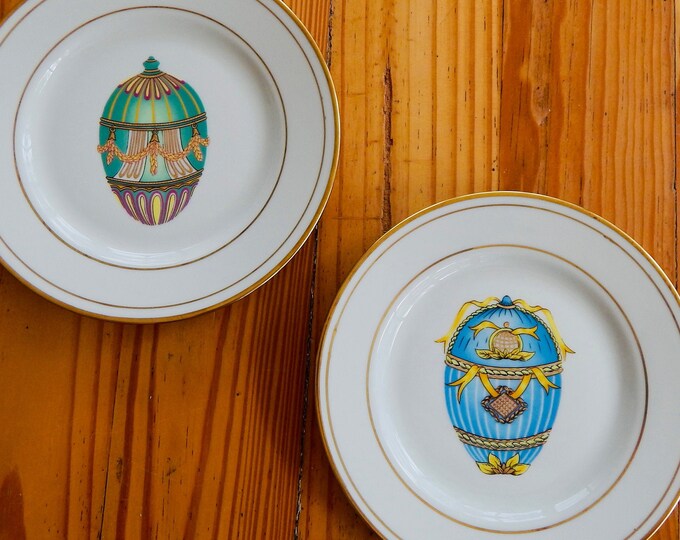 Vintage Faberge Egg Set of 2 Collector Plates With Gold Trim St ...