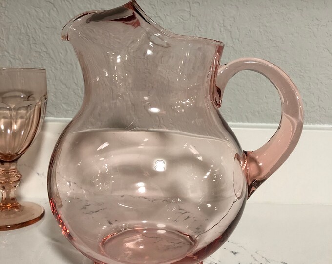 Vintage Pink Depression Glass Water Pitcher Juice/lemonade Pitcher - Etsy